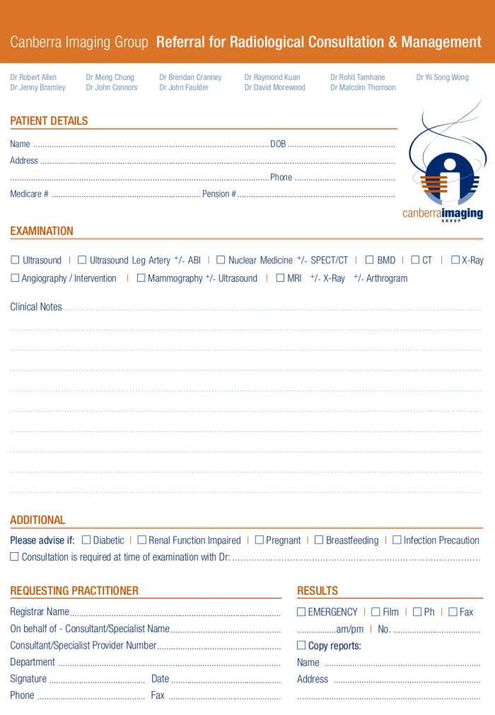 Order Referral Pads - Canberra Imaging Group