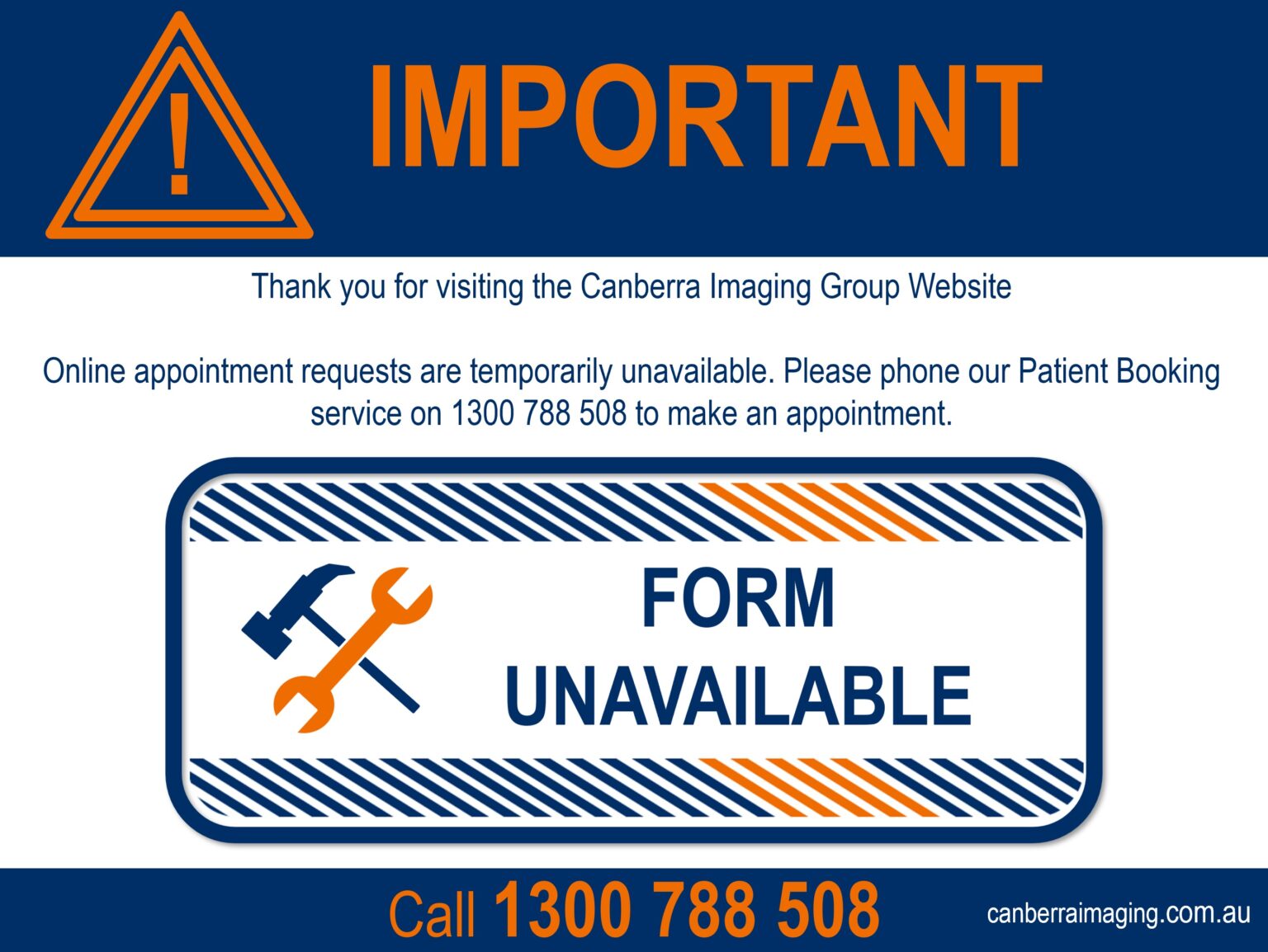 Online Bookings: Offline - Canberra Imaging Group